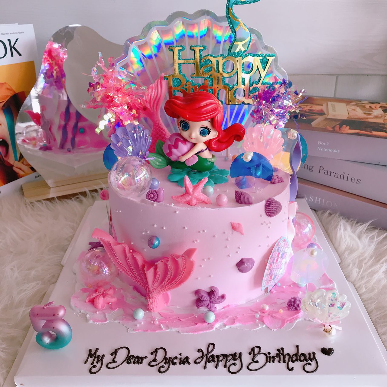 Little Mermaid Ariel Happy Birthday Cake – Toffee Hearts Confectionery
